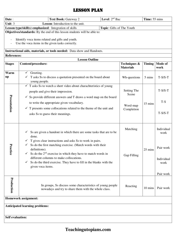 Lesson plan-Vocabulary-Gifts ad Youth - Teachingutopians